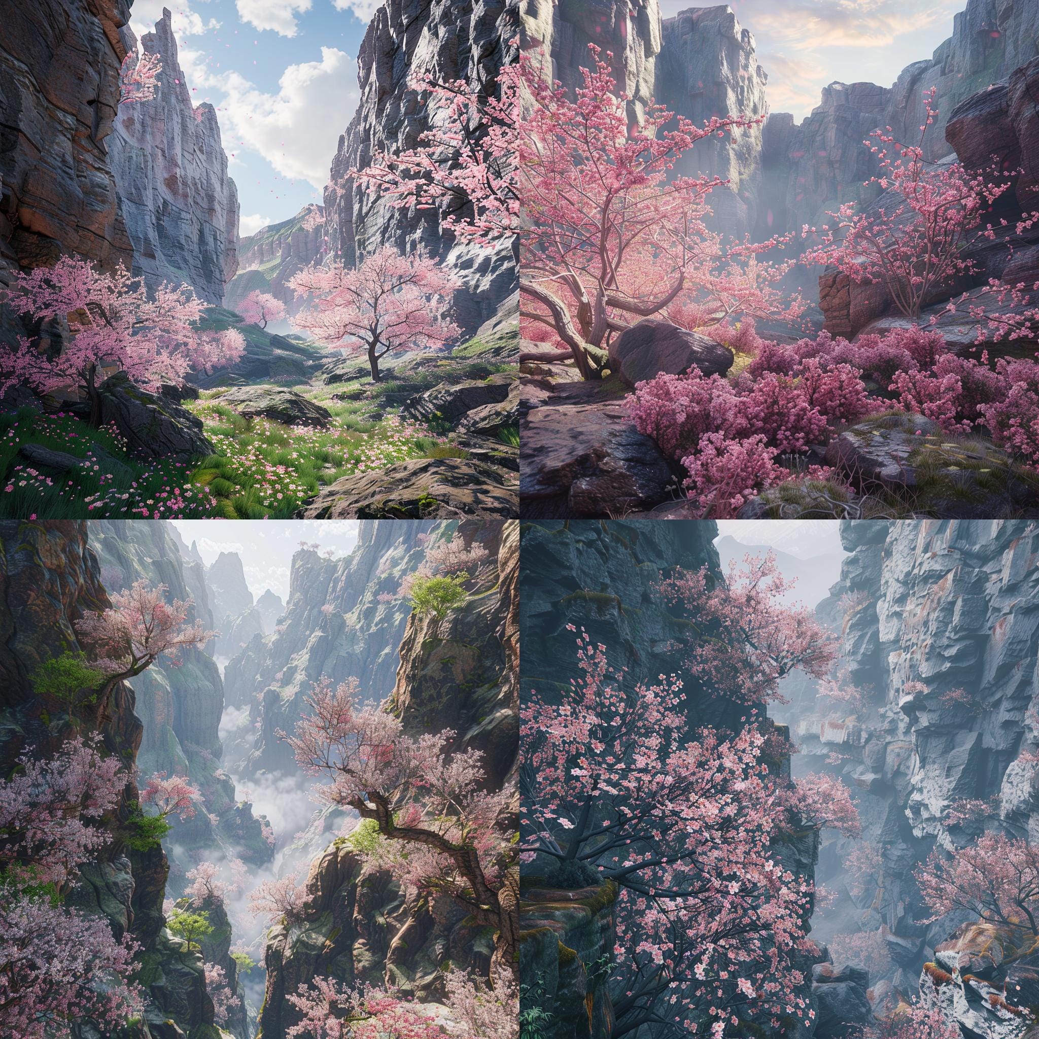 24 Beautiful Cherry Blossom Valley Clipart, Scenic Mountain View ...