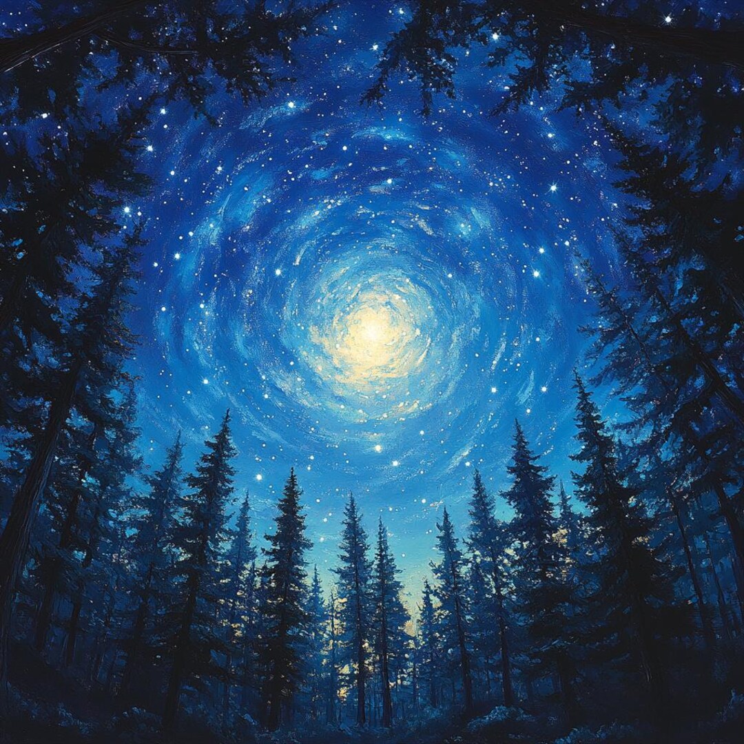 24 Starry Night Forest Clipart, Cosmic Woodland Sky Art, Galaxy Night ...