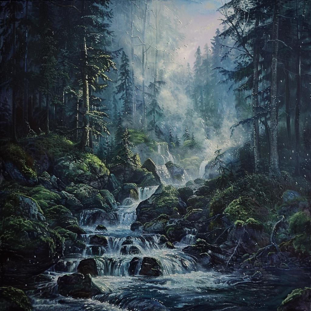 24 Enchanting Forest Stream Clipart, Woodland River Art, Nature Scene ...