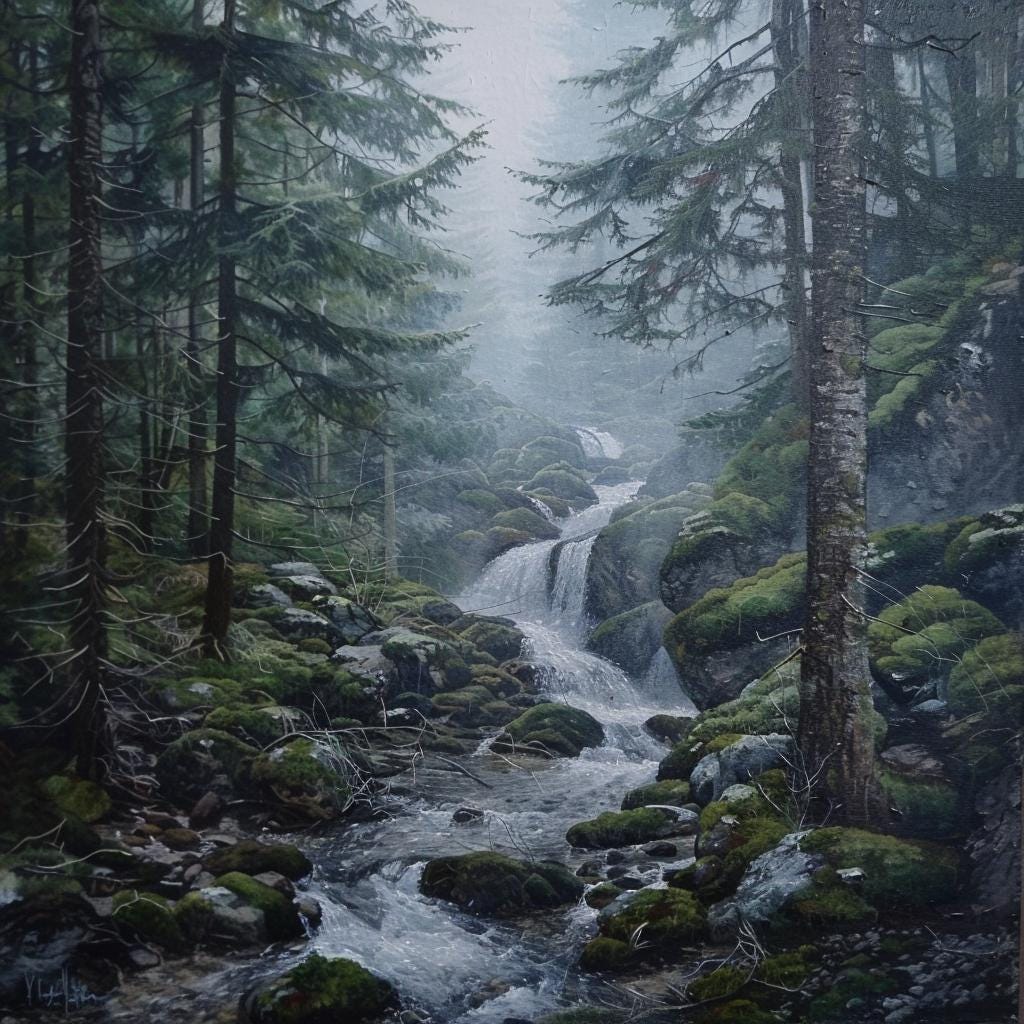 24 Enchanting Forest Stream Clipart, Woodland River Art, Nature Scene ...