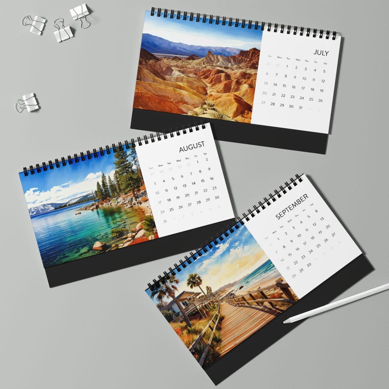 2025 Watercolor California Dreaming Desk Calendar | Big Sur, Golden ...