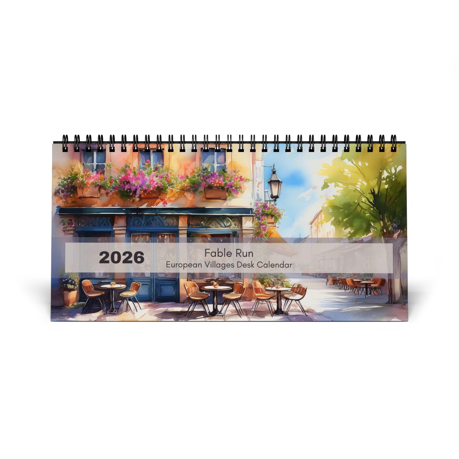 2026 Desk Calendar, Watercolor European Storefronts, Sidewalk Cafes ...