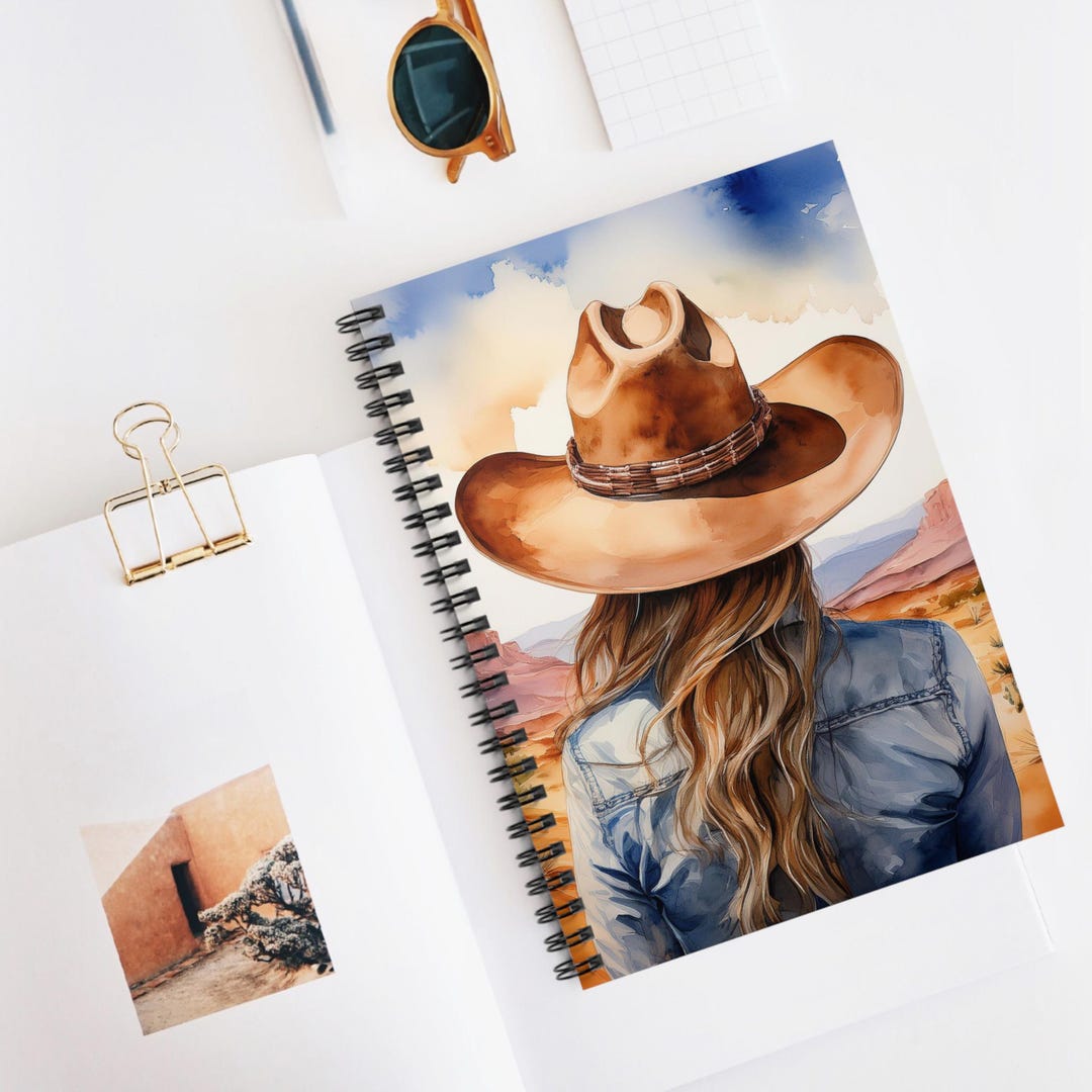 Watercolor Cowgirl Spiral Bound Notebook | Western High Desert Vista ...