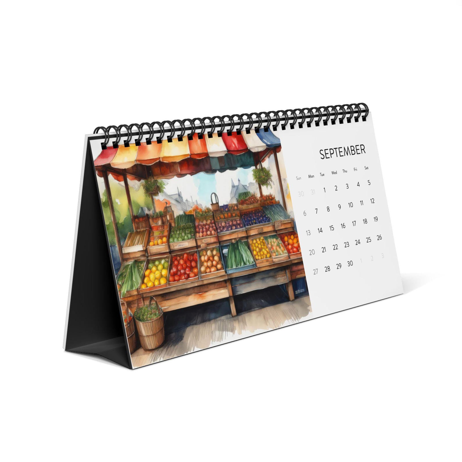 2026 Desk Calendar, Watercolor European Storefronts, Sidewalk Cafes ...