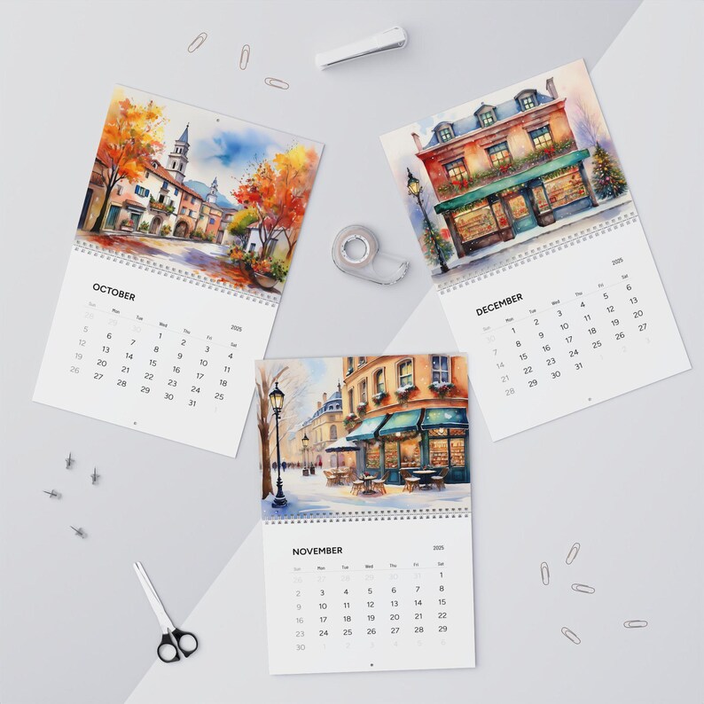 2025 Art Wall Calendar Watercolor European Shops | Large Vibrant Images ...