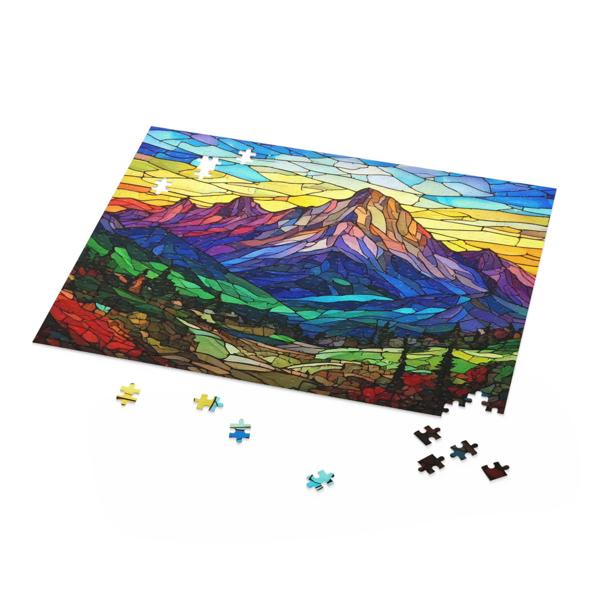 Stained Glass Mountain Sunrise Puzzle | 500 Piece Artistic Jigsaw ...