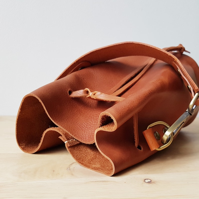 Black Genuine Leather Drawstring Mini Barrel Bag, Bucket Bag, Valentine ...