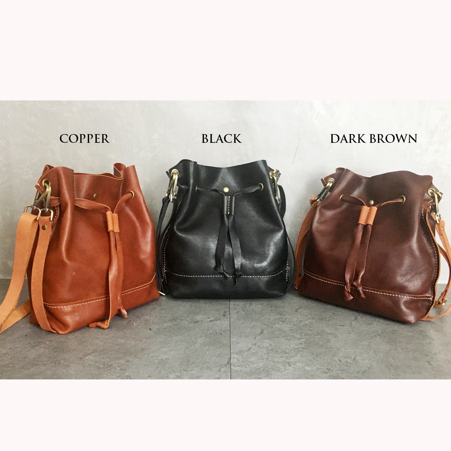 Dark Brown Genuine Leather Drawstring Backpack Barrel Bag | Etsy