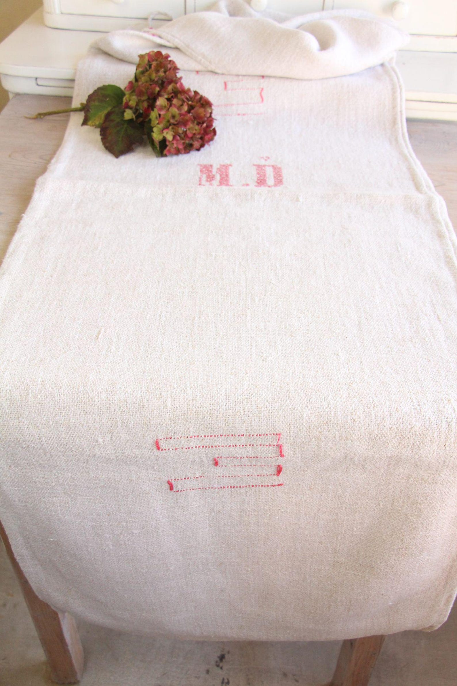 Antique Linen Grain Sack, French Linen, Farmhouse Decor, Wabi Sabi ...