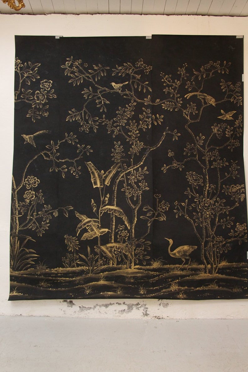 Hand-painted Silk Wallpaper Antique Patina Handmade | Etsy