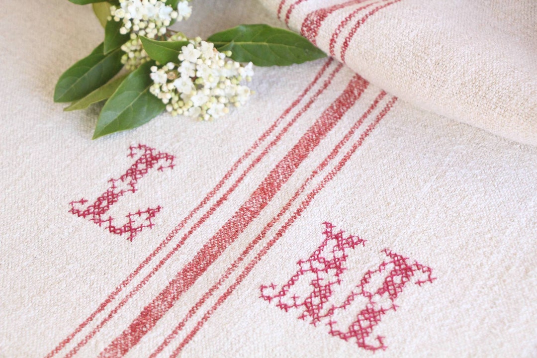 Antique Linen Grain Sack, Shabby Chic, Provence Textile, KX 228 - Etsy