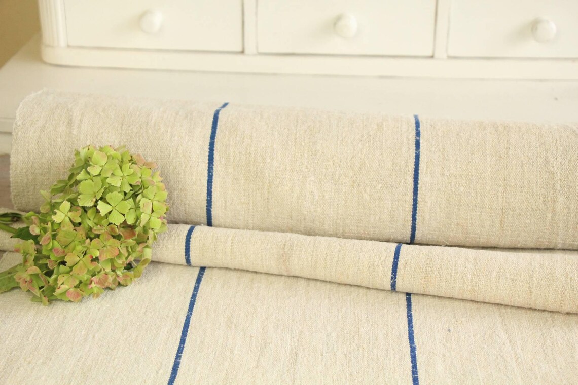 Antique Plain Linen Fabric 7.98y, Organic Handmade Upholstery Fabric ...