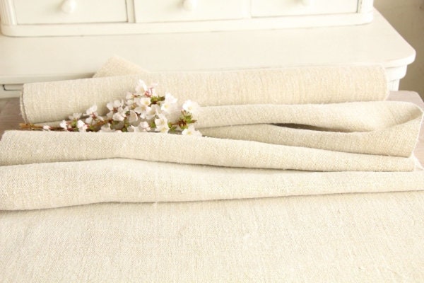 antique french plain linen roll 3.93y sewing upholstery UW 300 ...