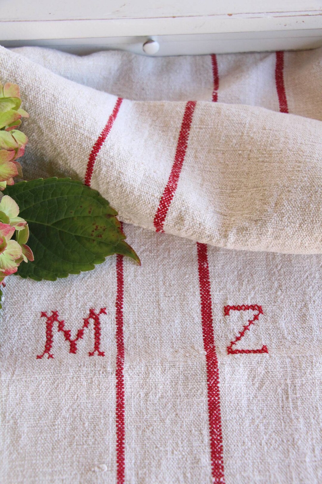 Antique Linen Grain Sack, Handmade Textured Fabric, Sewing, L 039 - Etsy