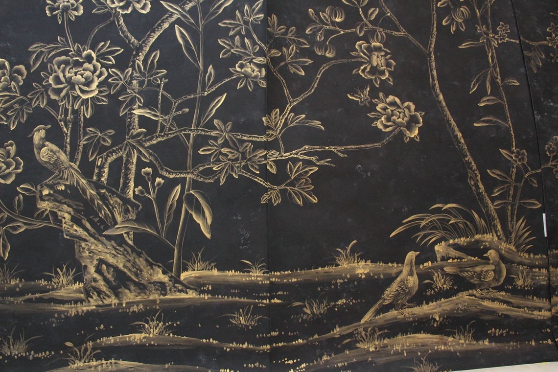 Hand-painted Silk Wallpaper Antique Patina Handmade | Etsy