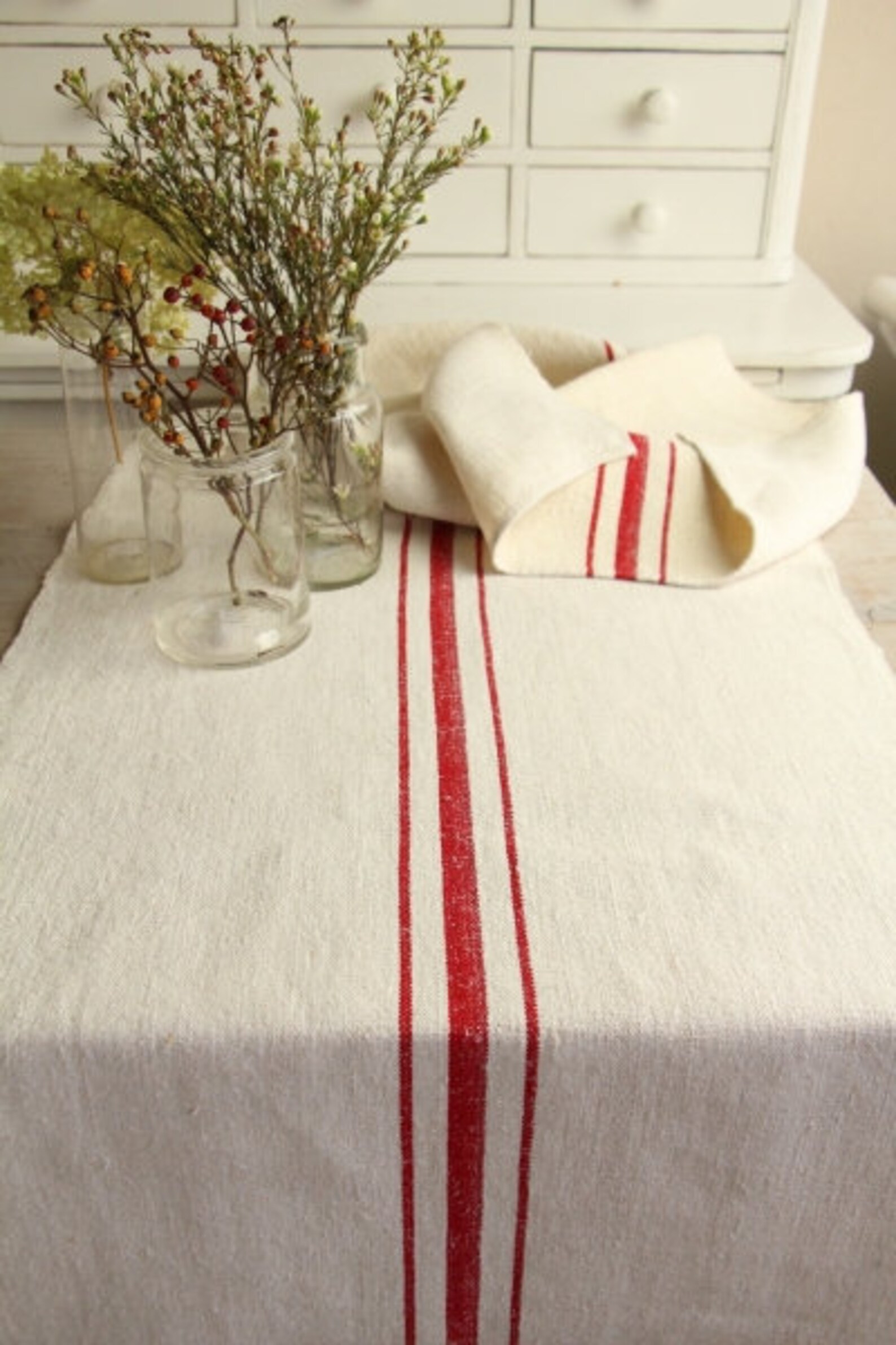 Handmade Antique Linen Tablerunner 리넨 D 882 - Etsy