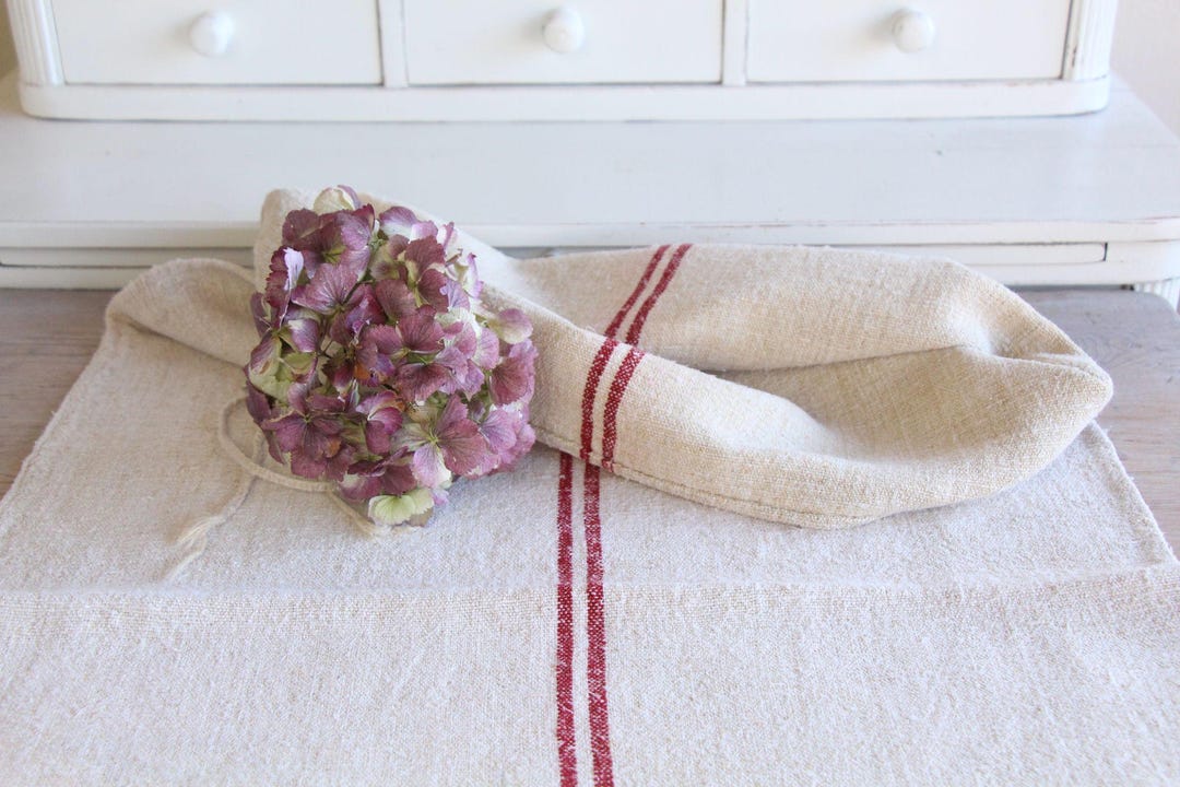 Antique Linen Grain Sack, Farmhouse Decor, Cushion Fabric, Durable, L ...