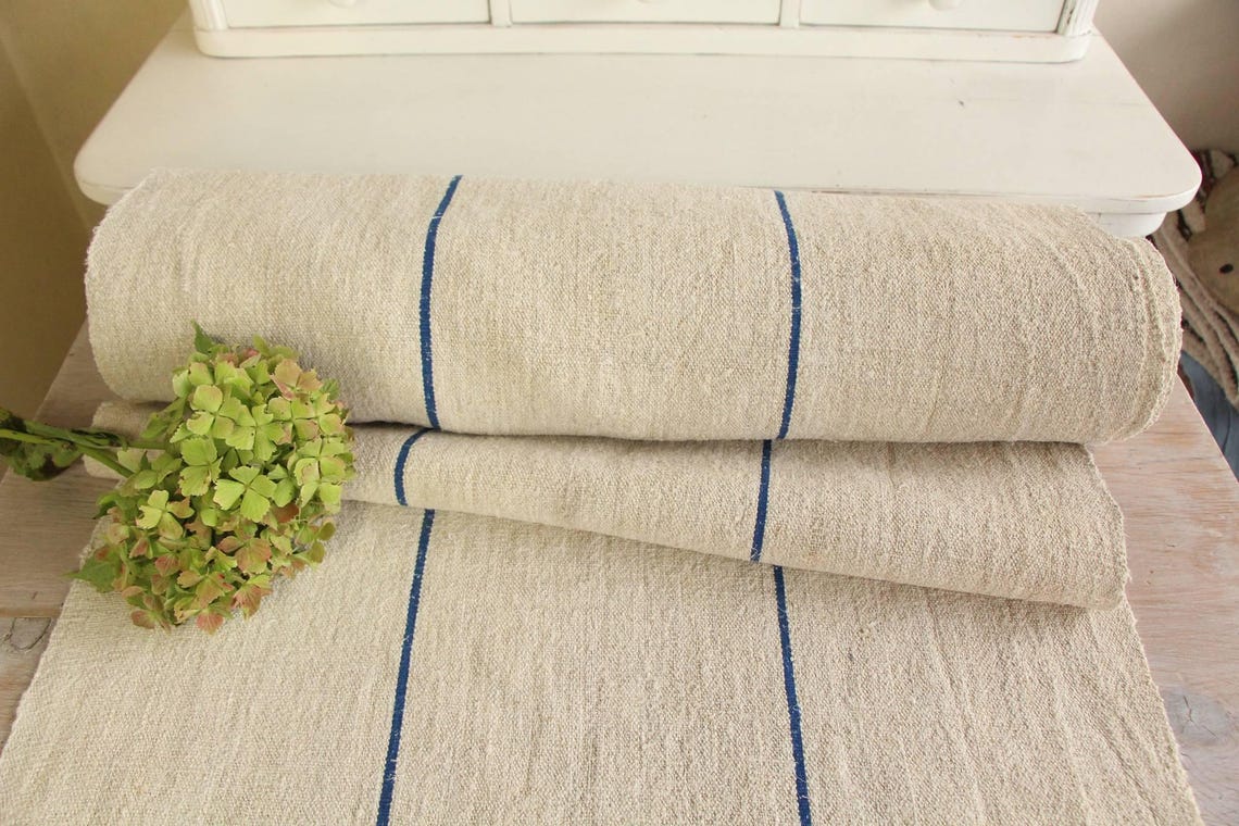 Antique Plain Linen Fabric 7.98y, Organic Handmade Upholstery Fabric ...