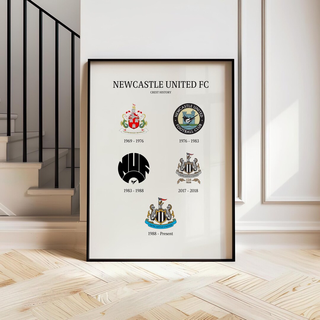 Newcastle United FC Crest History Poster Geordie Gift Toon Army Print ...