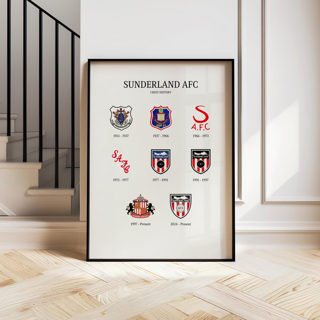 Sunderland AFC Crest History Poster SAFC Badge Print Sunderland Wall ...
