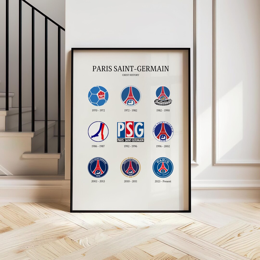 Paris Saint-germain Crest History Poster PSG Badge Print L'equipe Art ...