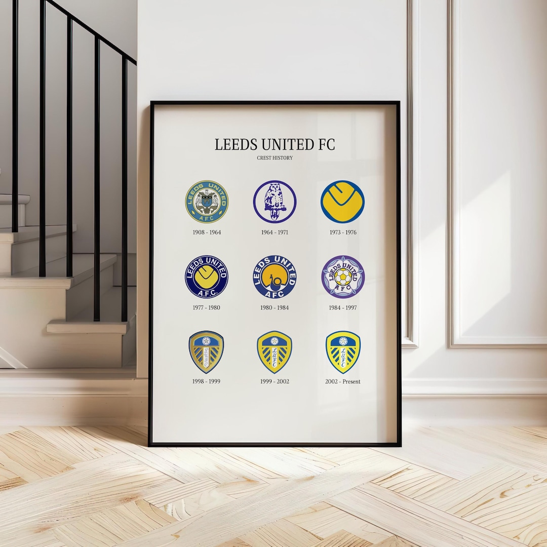 Leeds United FC Crest History Poster Leeds Badge Print LUFC Fan Gift ...