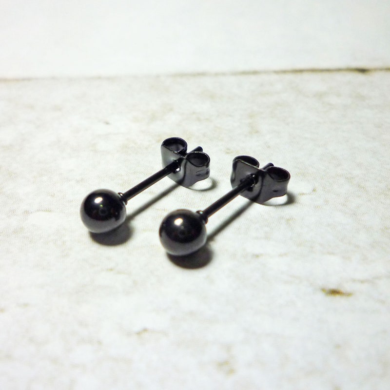 Black Stud Earrings - Etsy