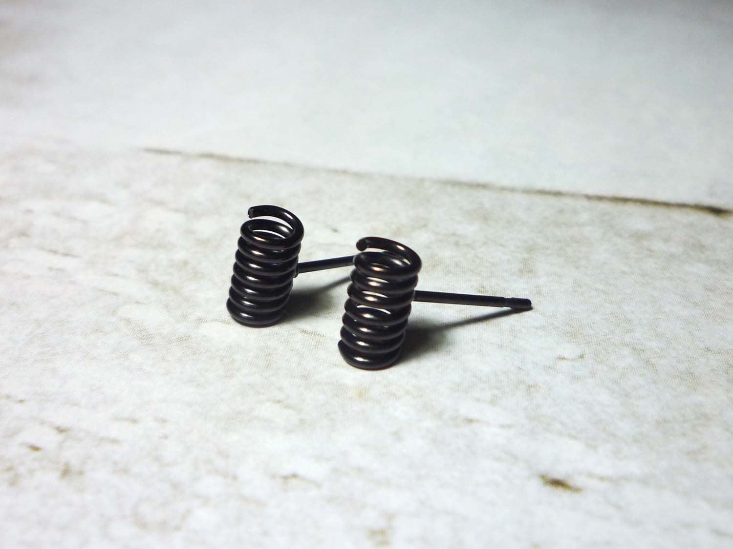Spring cord Stud Earrings Coil Spring Stainless Steel | Etsy