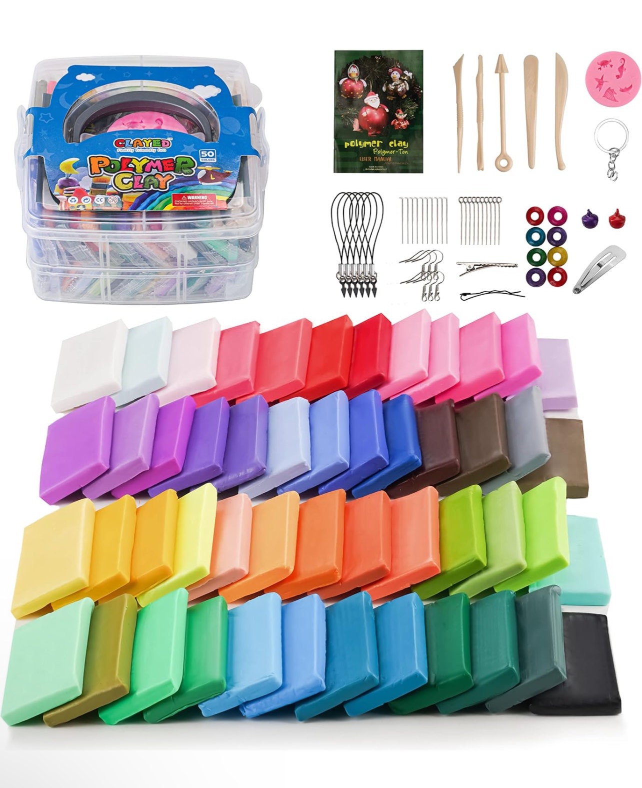 50 Colors Polymer Clay Kit Oven Bake Clay Model Clay Non-sticky Non ...