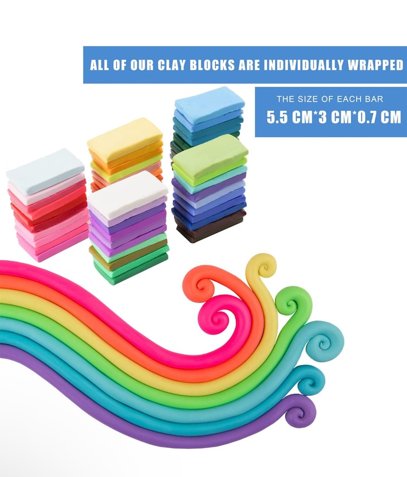 50 Colors Polymer Clay Kit Oven Bake Clay Model Clay Non-sticky Non ...