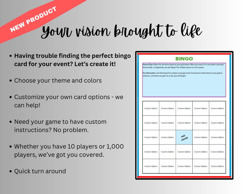 Custom Bingo Cards - Etsy