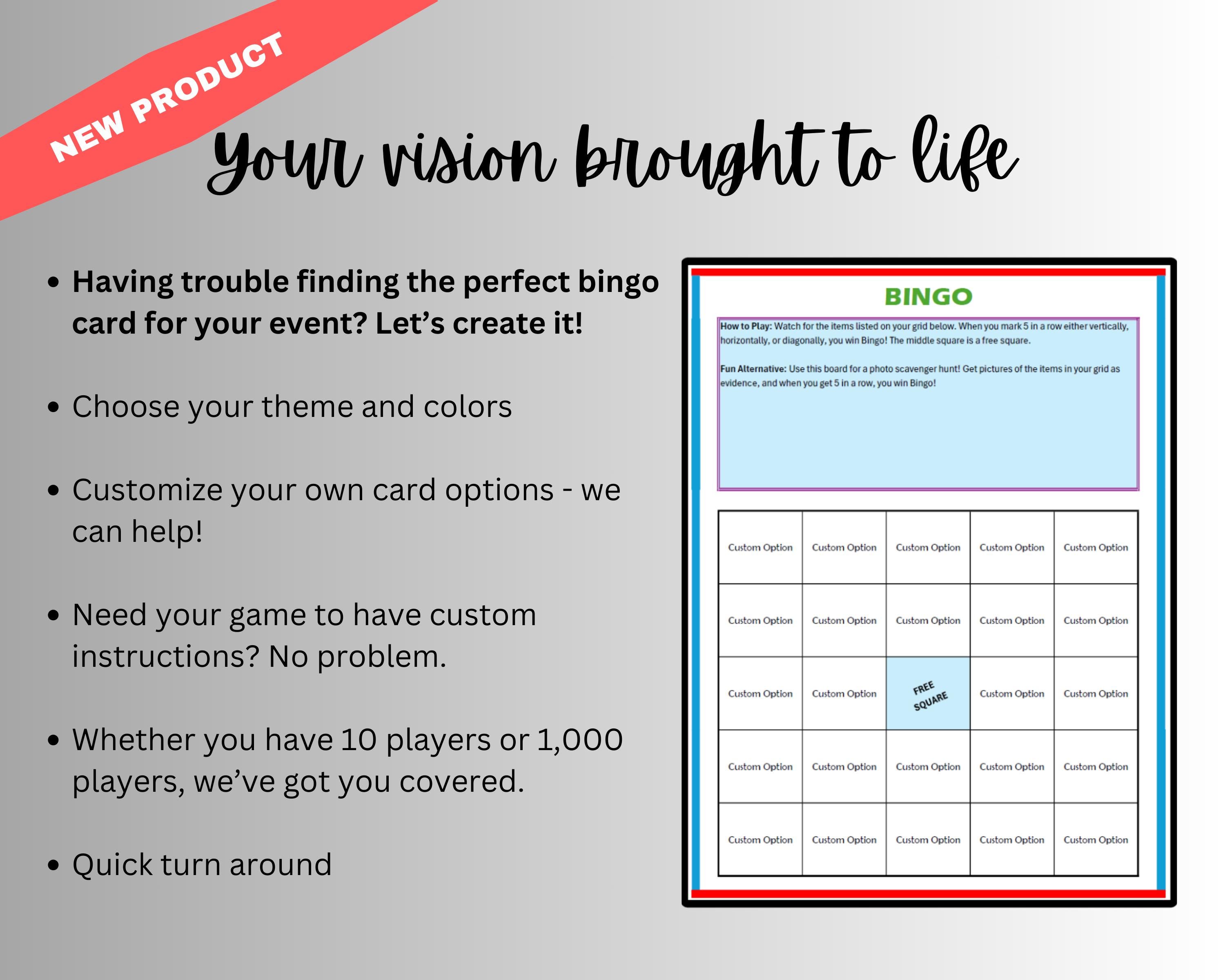 Custom Bingo Cards - Etsy
