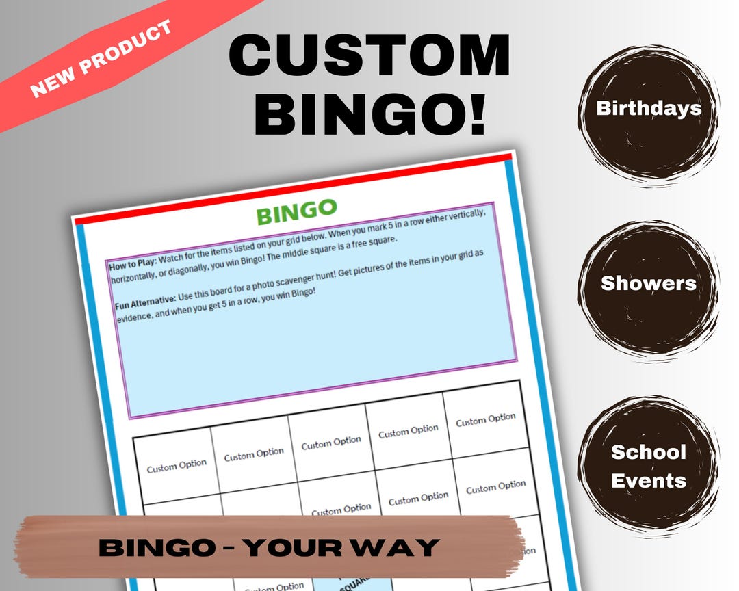 Custom Bingo Cards - Etsy