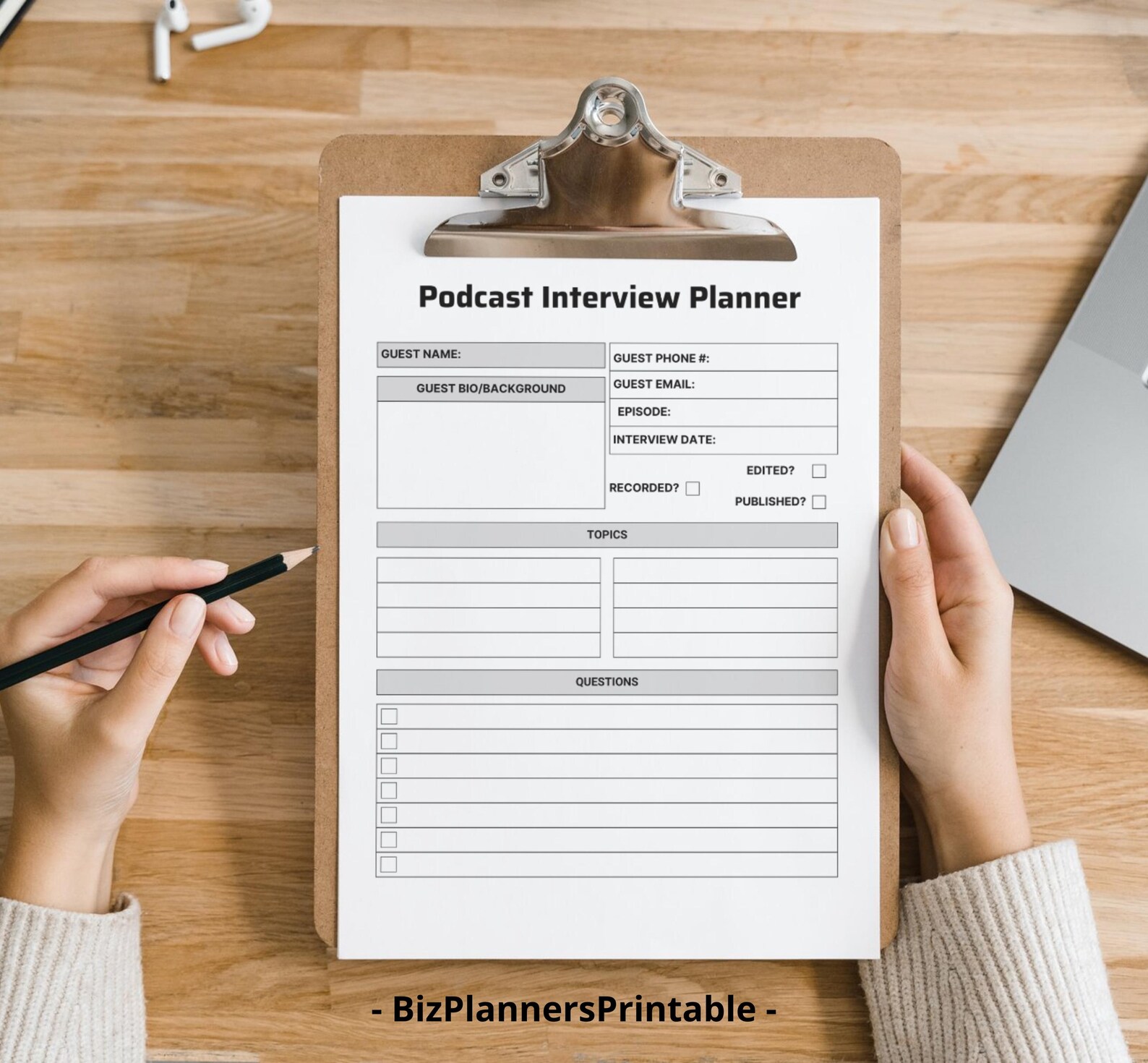 Printable Podcast Planner Template, Podcast Content Planning Worksheet ...