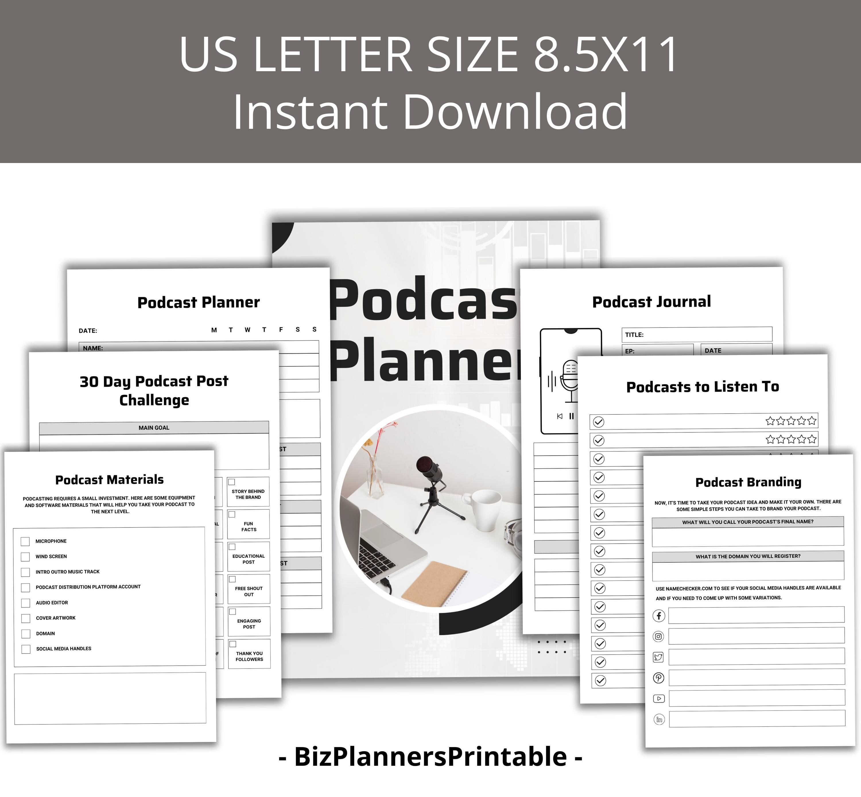 Printable Podcast Planner Template, Podcast Content Planning Worksheet ...