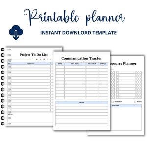 Printable Project Planner, Work Planner, Project Timeline Tracker ...