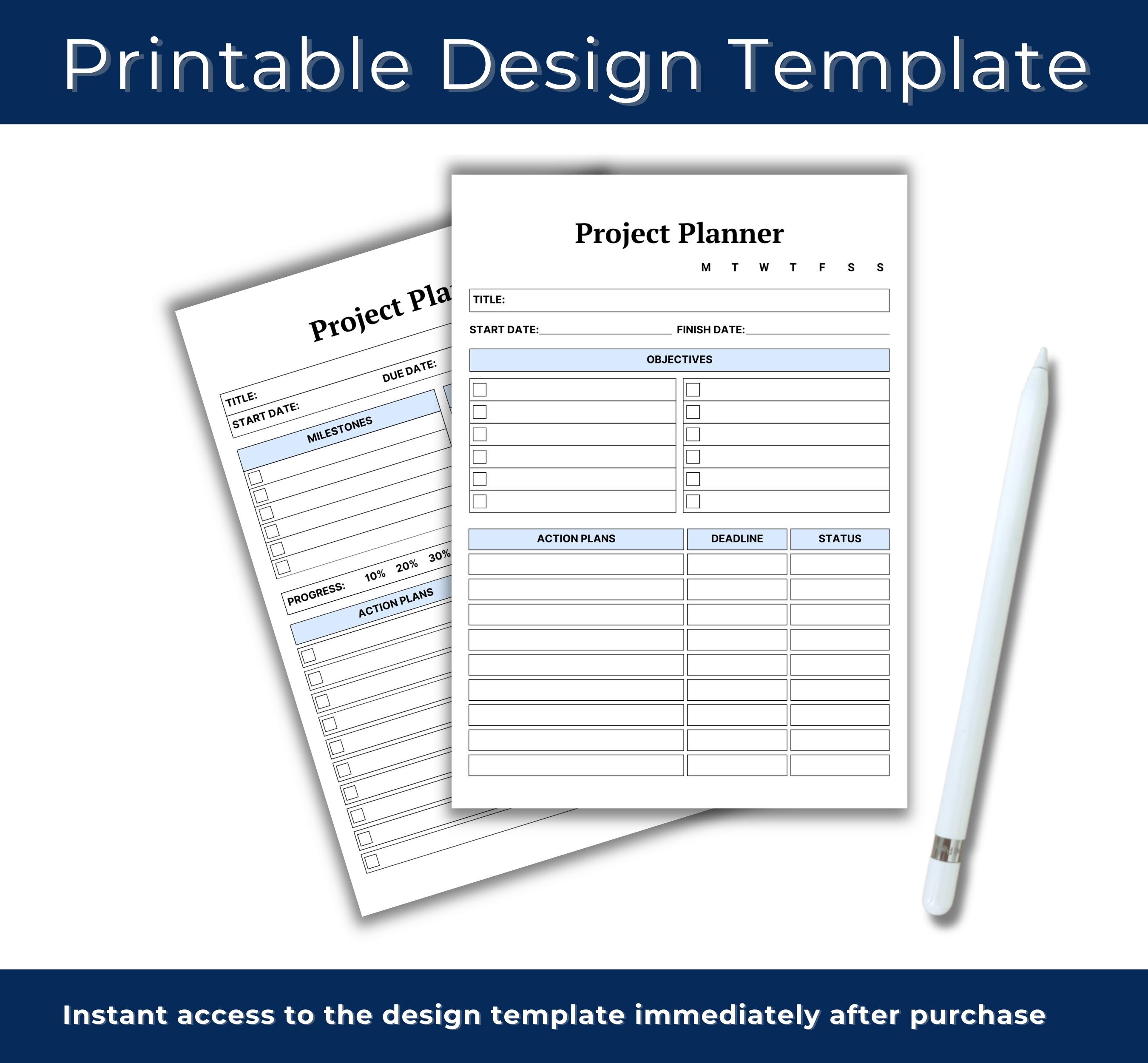 Printable Project Planner, Work Planner, Project Timeline Tracker ...