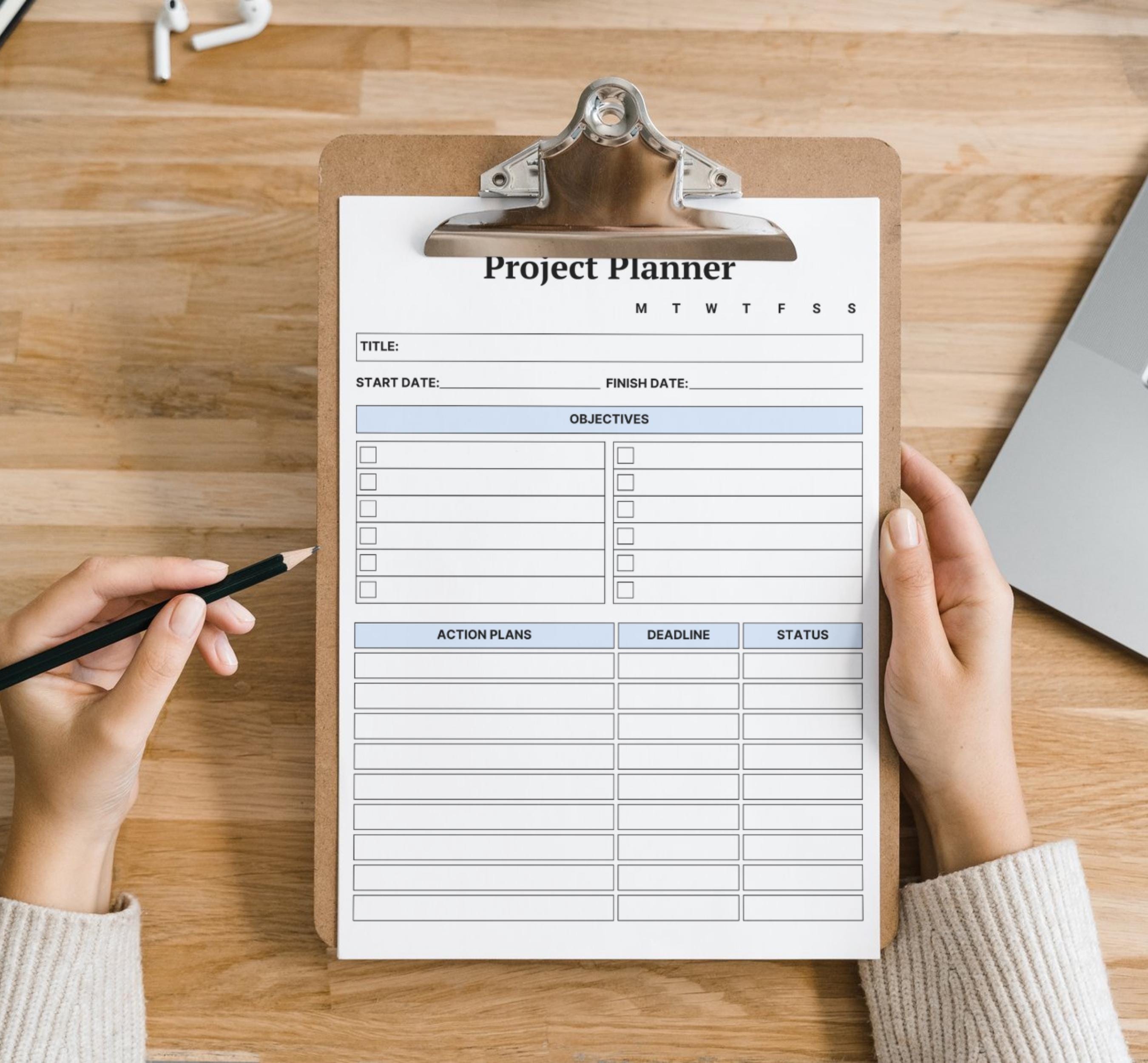 Printable Project Planner, Work Planner, Project Timeline Tracker ...