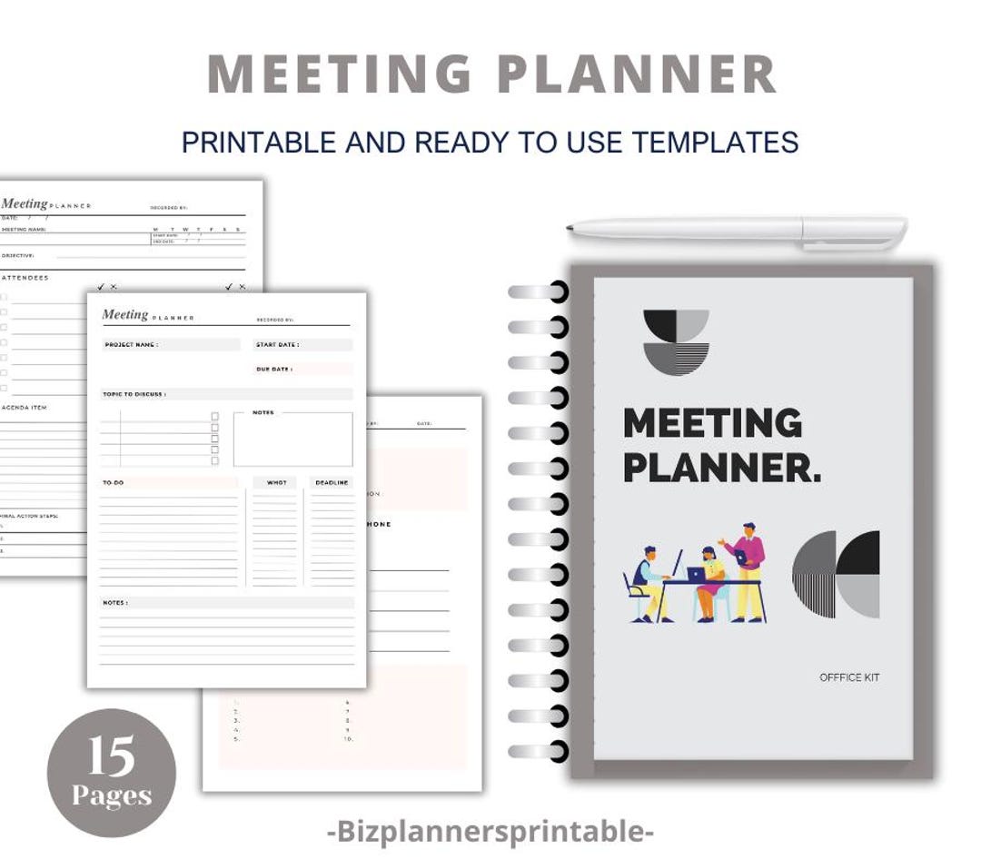 Printable Meeting Planner, Meeting Coordinator Guide, Business ...