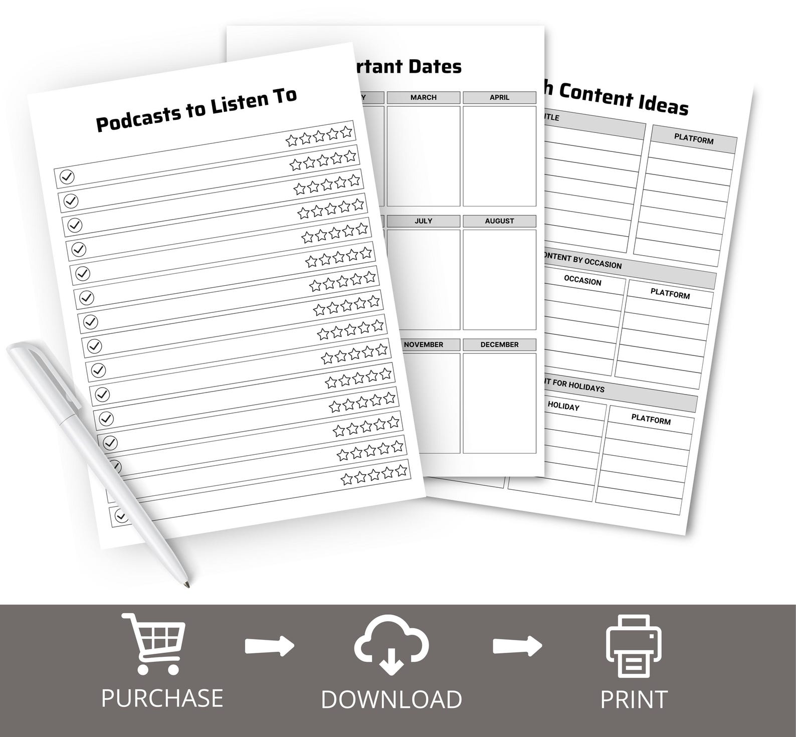 Printable Podcast Planner Template, Podcast Content Planning Worksheet ...