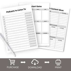 Printable Podcast Planner Template, Podcast Content Planning Worksheet ...