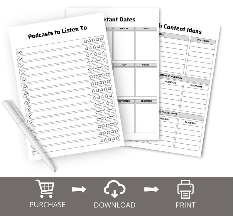 Printable Podcast Planner Template, Podcast Content Planning Worksheet ...