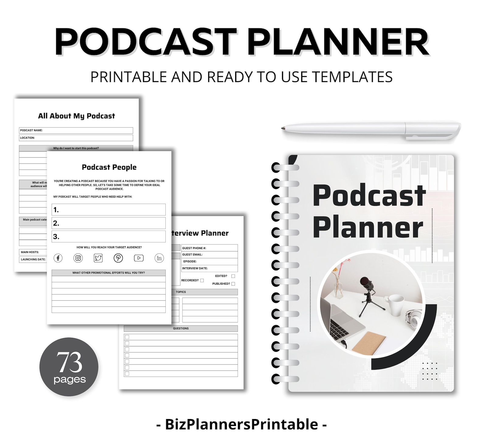 Printable Podcast Planner Template, Podcast Content Planning Worksheet ...