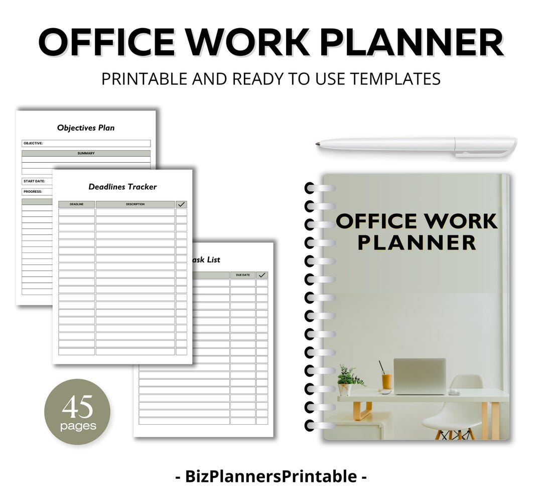 Printable Office Work Planner, Office Task Planner, Office Organizer ...