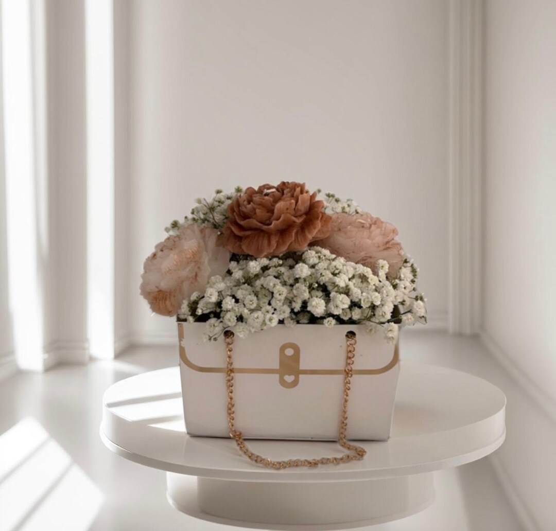 Luxury Candle Flower Box With Handle | Baby's Breath & Customizable ...