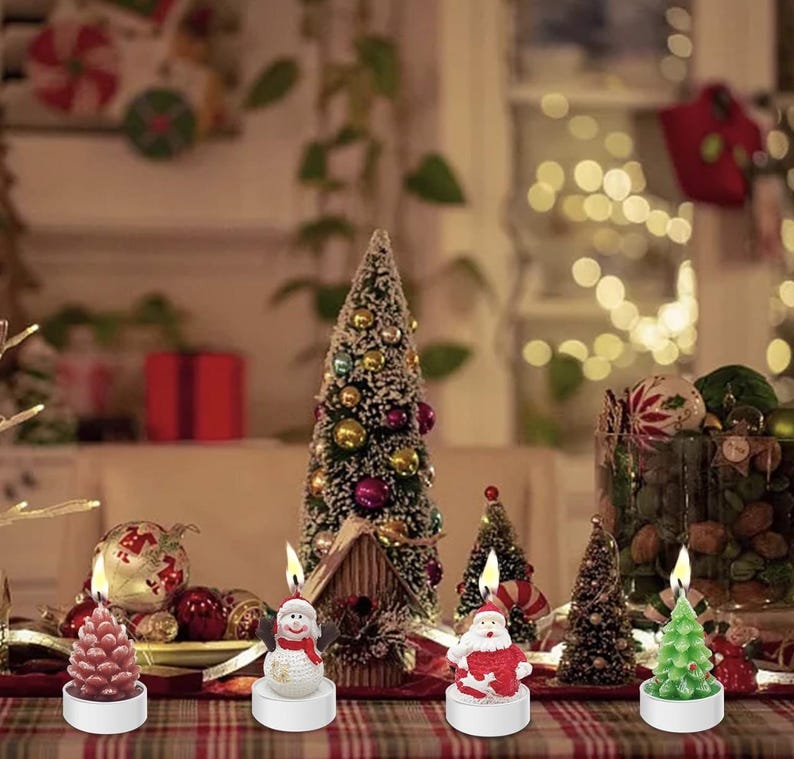 4-piece Christmas Candle Set – Santa, Snowman, Pine Cones, and More! - Etsy