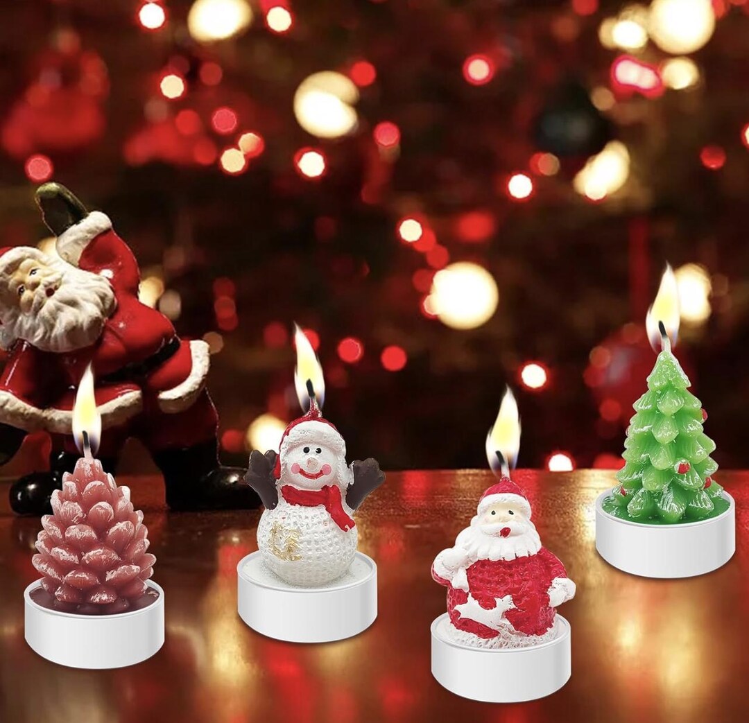 4-piece Christmas Candle Set – Santa, Snowman, Pine Cones, and More! - Etsy