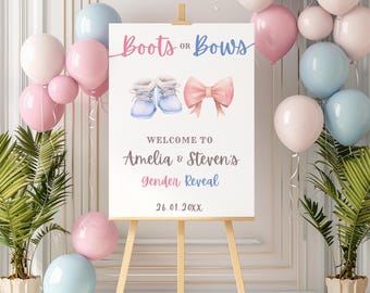 Boots or Bows Gender Reveal Welcome Sign - Etsy