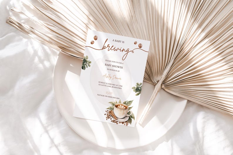 Coffee Bean Baby Shower Invitation | A Baby is Brewing Baby Shower ...