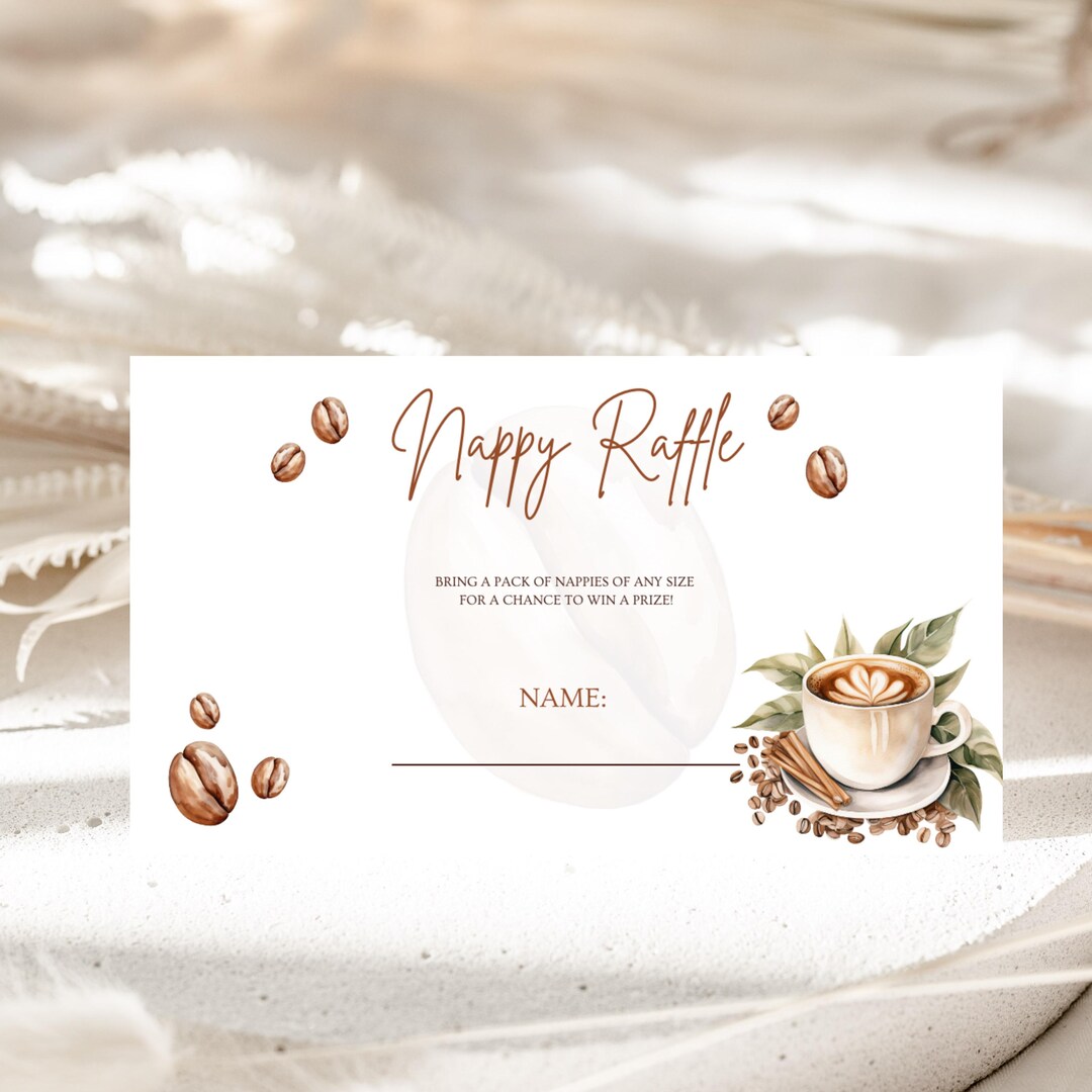 Coffee Bean Nappy Raffle Card | A Baby is Brewing Diaper Raffle Card ...